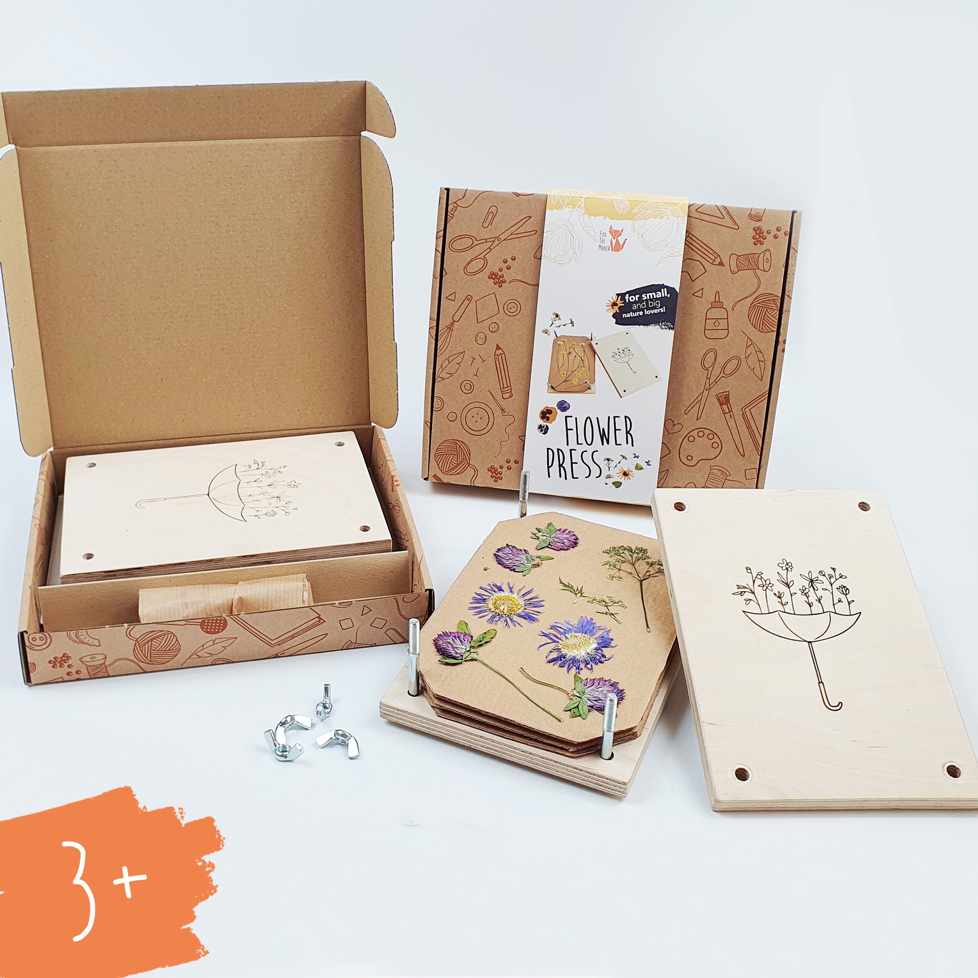 Flower pressing - Flower press kit - Fox The Maker