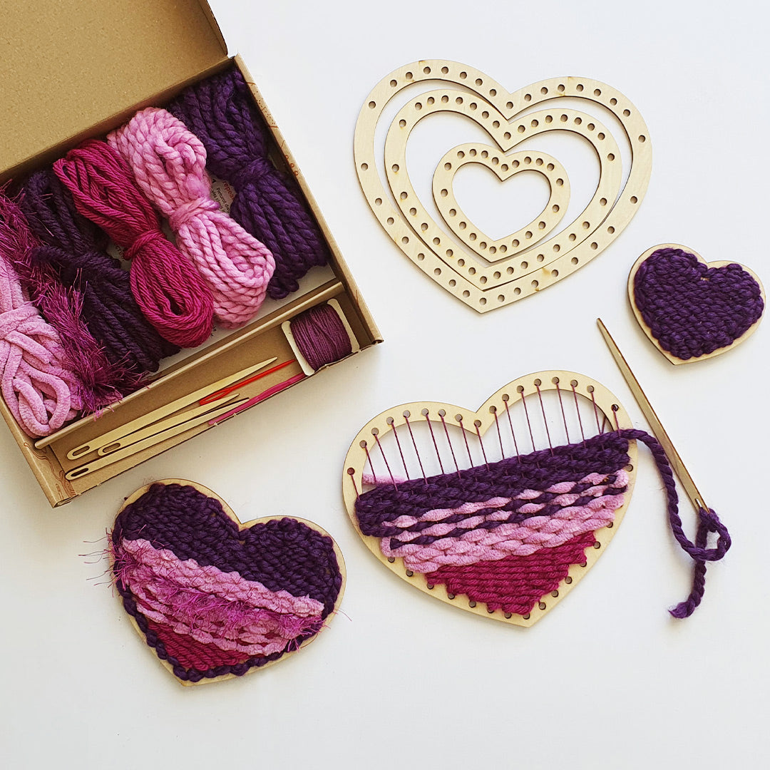 Weaving kits - Heart weaving craft - Fox The Maker